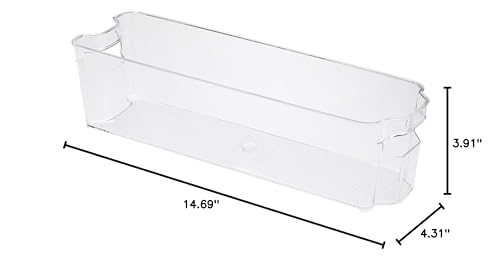 Amazon Basics Plastic Fridge Storage Bin - Narrow (2-Pack), White