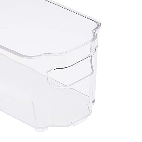 Amazon Basics Plastic Fridge Storage Bin - Narrow (2-Pack), White