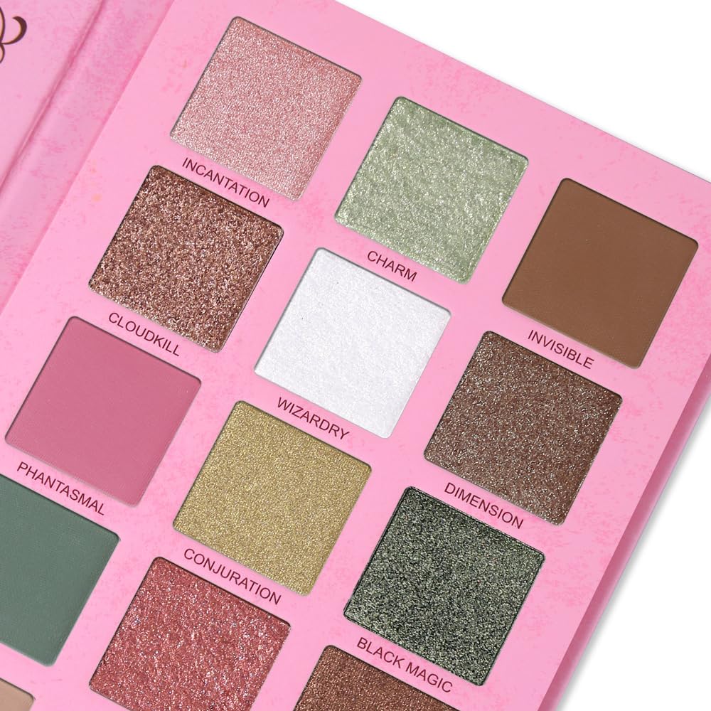 UCANBE Magic Spell Eyeshadow Palette 18 Color Pigment Matte Shimmer Glitter Eye Shadow Makeup - Nude Browm Peachy Pink Sage Green Velvet Texture Easy to Blend Long Lasting Pallet