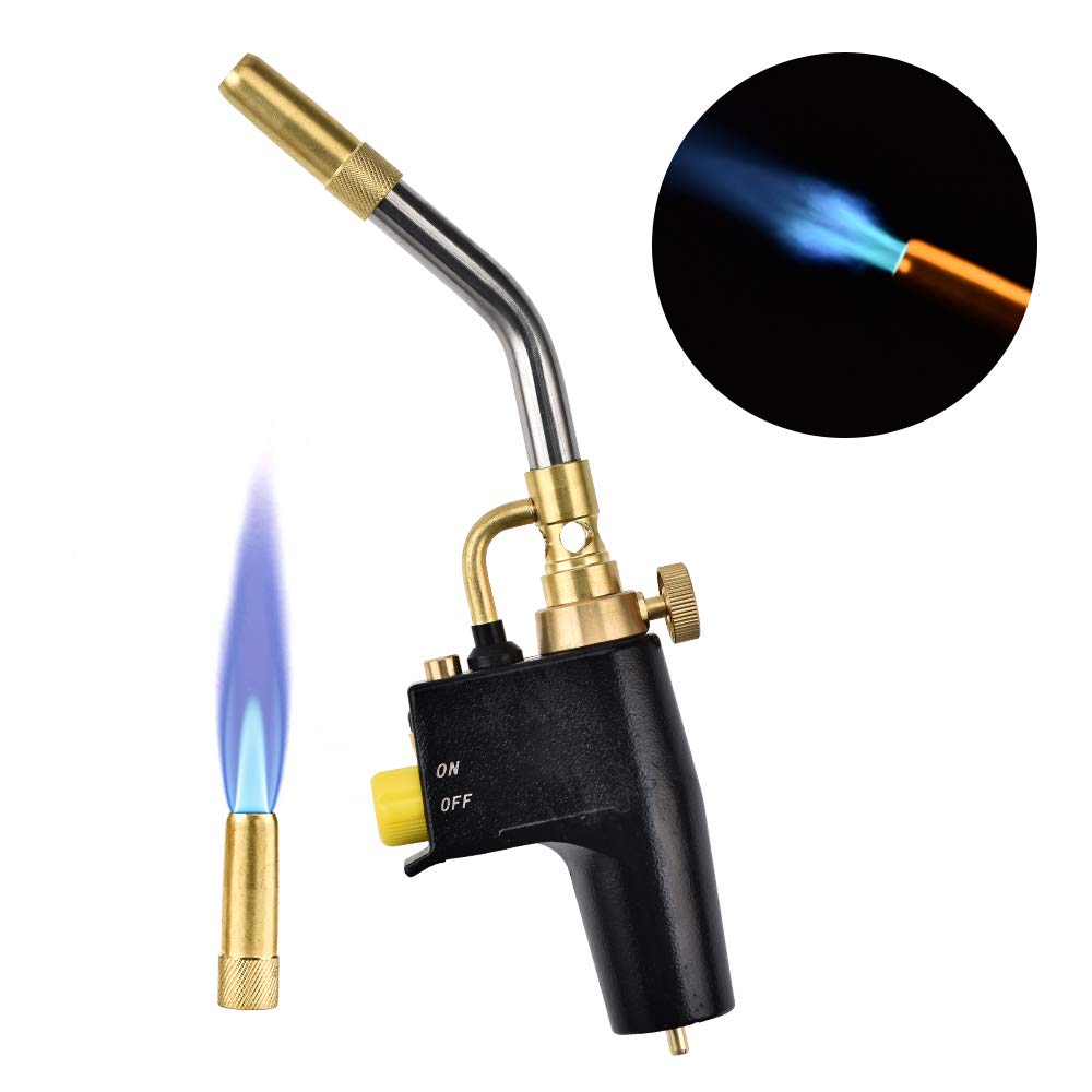 SEAAN Propane Torch Head with 3 Tips, Trigger Start Mapp/Map Gas Torch W/Push Button Igniter, Welding Torch Head for MAPP, MAP/PRO Fuel Cylinder