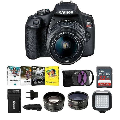 Canon EOS Rebel T7 DSLR Camera and EF-S 18-55mm is II Lens Kit with 32GB SD Card Advanced Travel Bundle