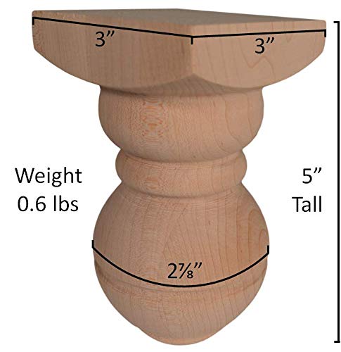 BingLTD - 5" Unfinished Profile Maple Sofa Leg - Set of 4 (BF1512-MA-UNF)