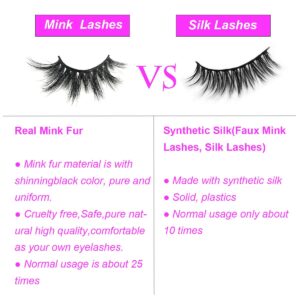 Mikiwi Real Mink lashes, 3D Mink Lashes, 5D Mink Lashes, Fluffy Long Mink Eyelashes, Dramatic Lashes, Luxury Makeup, Valentine's Day Gifts eyelashes (3pairs-a)