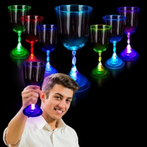 Flashing Panda Party Pack of 12 LED Light Up Flashing 9 oz Novelty Acrylic Wine Goblets