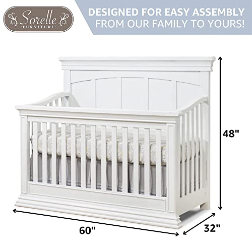 Sorelle Furniture Modesto Crib, Classic 4-In-1 Convertible Crib, White Crib Made of Wood, Non-Toxic Finish, Wooden Baby Bed, Toddler Bed, Child’s Daybed and Full-Size Bed, Nursery Furniture-White