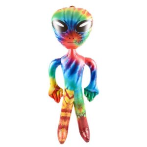 Novelty Treasures Colorful UFO Alien Inflate 3 Pack Space Galaxy Tie Dye Rainbow Party Decorations