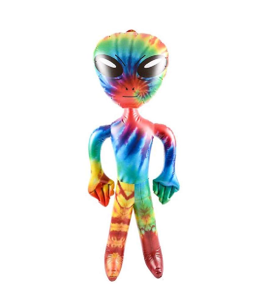 Novelty Treasures Colorful UFO Alien Inflate 3 Pack Space Galaxy Tie Dye Rainbow Party Decorations