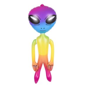 Novelty Treasures Colorful UFO Alien Inflate 3 Pack Space Galaxy Tie Dye Rainbow Party Decorations