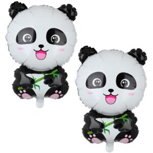 2 pcs panda large mylar foil balloons jungle safari animals theme birthday party decorations kids gift shower decor supplies