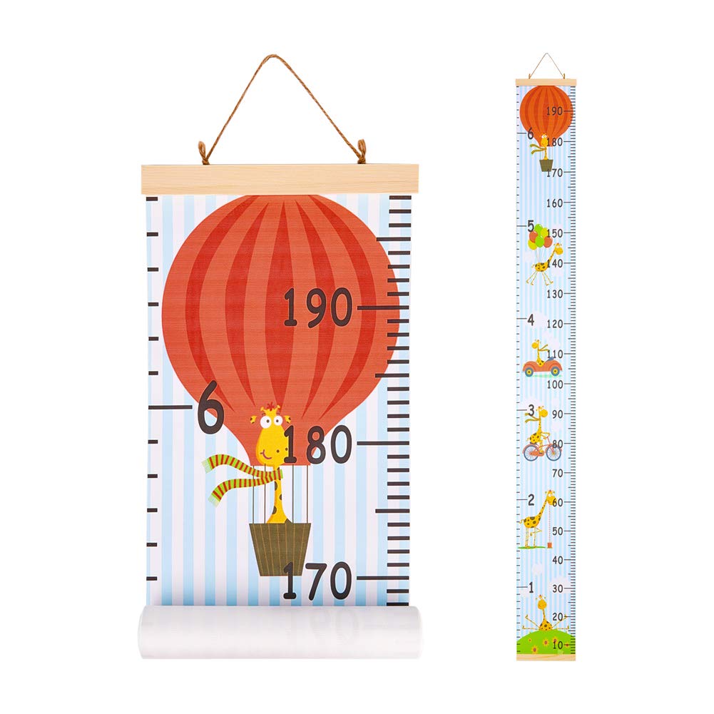 Beinou Baby Growth Chart Ruler for Kids Wood Frame Height Measure Chart 7.9in x 79in Canvas Hanging Height Growth Chart