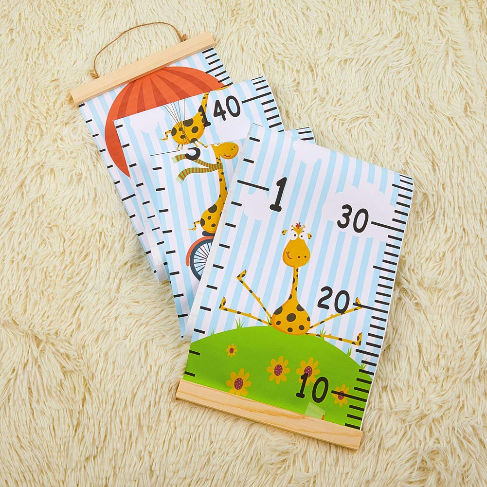 Beinou Baby Growth Chart Ruler for Kids Wood Frame Height Measure Chart 7.9in x 79in Canvas Hanging Height Growth Chart