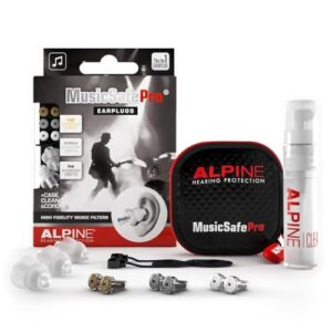 alpine musicsafe pro - high fidelity earplugs for musicians - 3 interchangeable premium filter sets: 16, 19 & 22 db - professional musician hearing protection - transparent