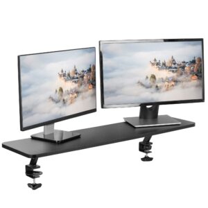 vivo black clamp-on large 40 inch ergonomic desk shelf, dual computer monitor and laptop riser stand - desk organizer for 2 screens stand-shelf40b