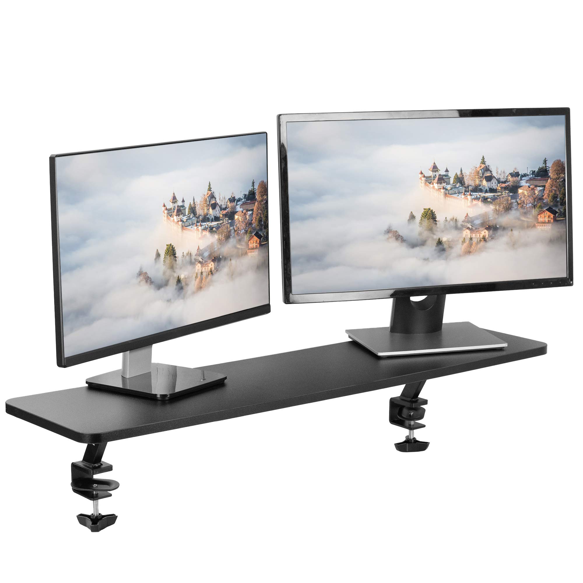 VIVO Black Clamp-on Large 40 inch Ergonomic Desk Shelf, Dual Computer Monitor and Laptop Riser Stand - Desk Organizer for 2 Screens STAND-SHELF40B