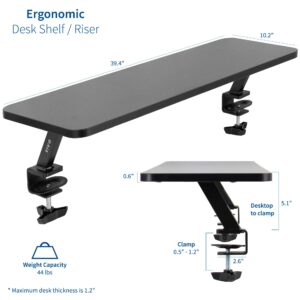 VIVO Black Clamp-on Large 40 inch Ergonomic Desk Shelf, Dual Computer Monitor and Laptop Riser Stand - Desk Organizer for 2 Screens STAND-SHELF40B