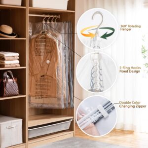 TAILI Hanging Vacuum Storage Bags Space Saver Bags for Clothes, 4 Pack Long 53x27.6 Inches, Vacuum Seal Storage Bag for Suits, Coats or Jackets, Closet Organizer and Storage, Minimize Clothes Wrinkles