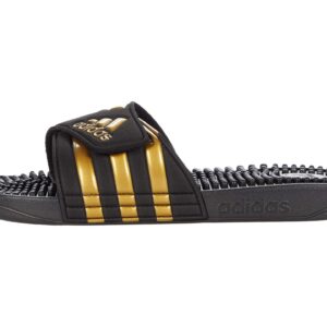 adidas Unisex Adissage Slides Sandal, Black/Gold Metallic/Black, 11 US Men