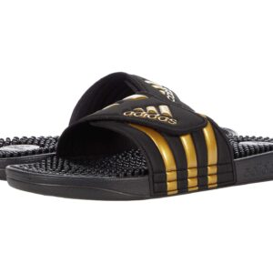 adidas Unisex Adissage Slides Sandal, Black/Gold Metallic/Black, 11 US Men