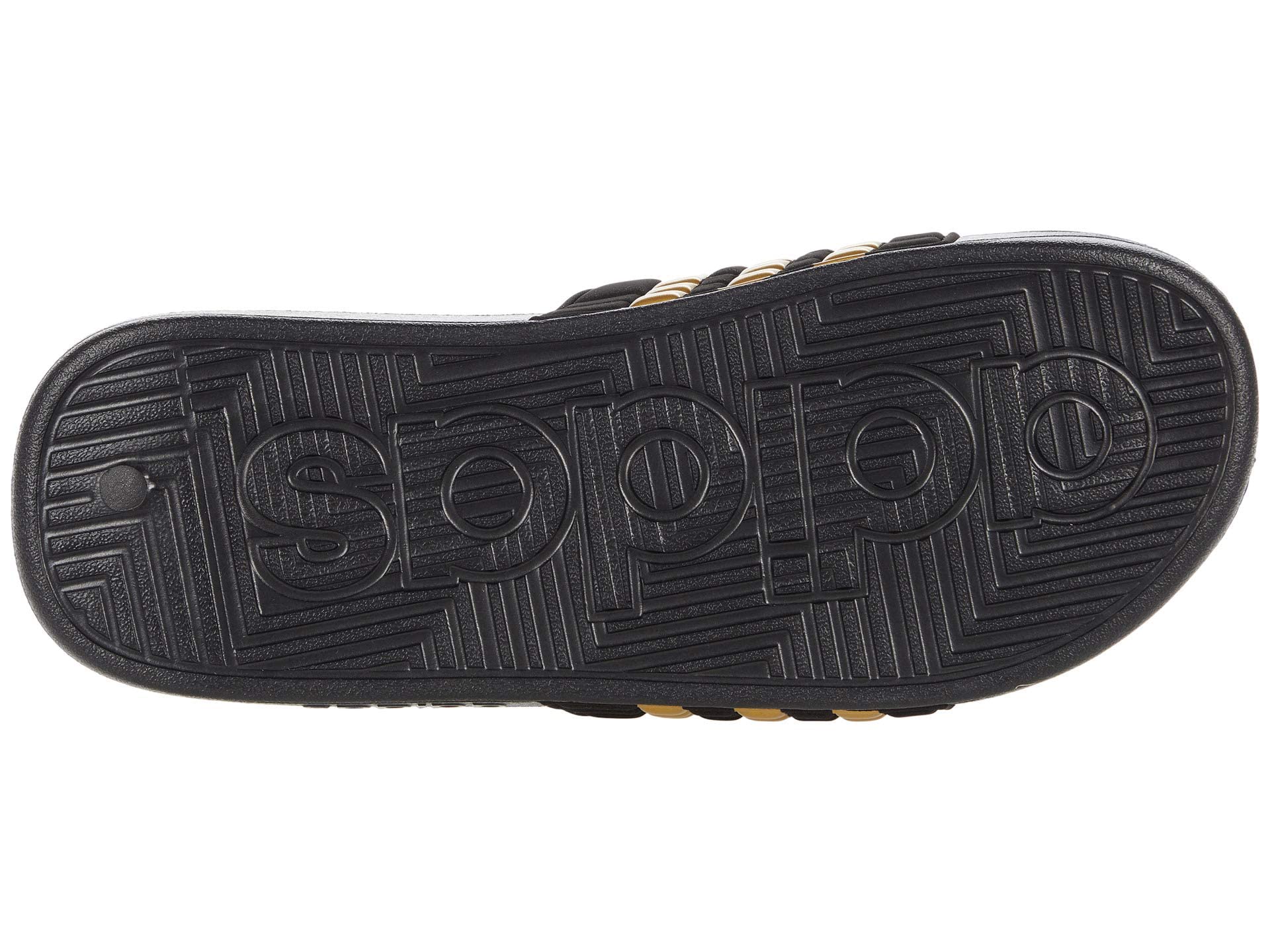 adidas Unisex Adissage Slides Sandal, Black/Gold Metallic/Black, 11 US Men