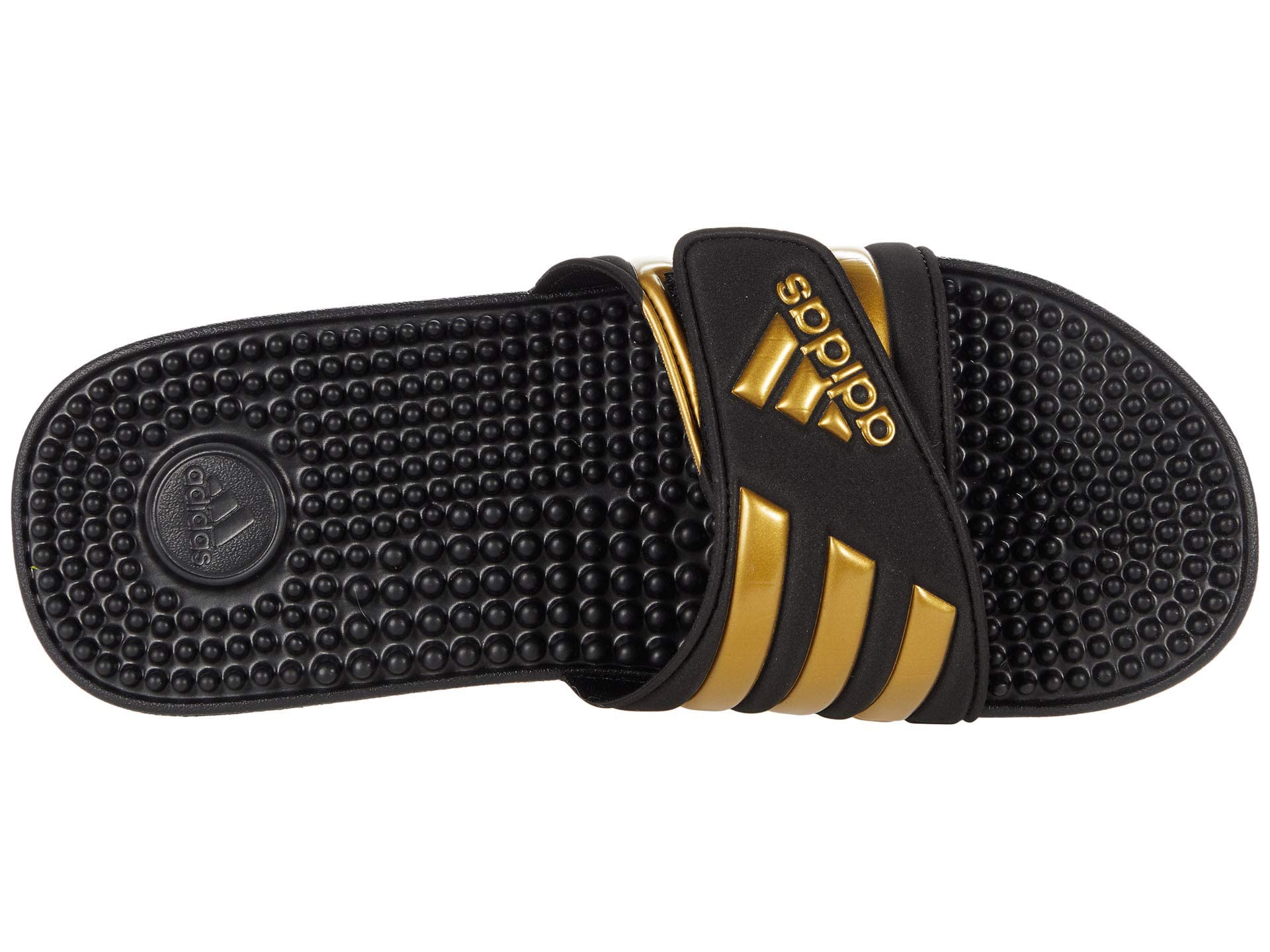 adidas Unisex Adissage Slides Sandal, Black/Gold Metallic/Black, 11 US Men