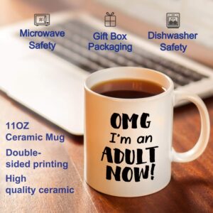 Mr.Mug OMG I'm An Adult Now! Adult Brithday Coffee Mug11oz - Funny 18th Birthday Gifts For Your Son, Daughter, Children, Best Friend.