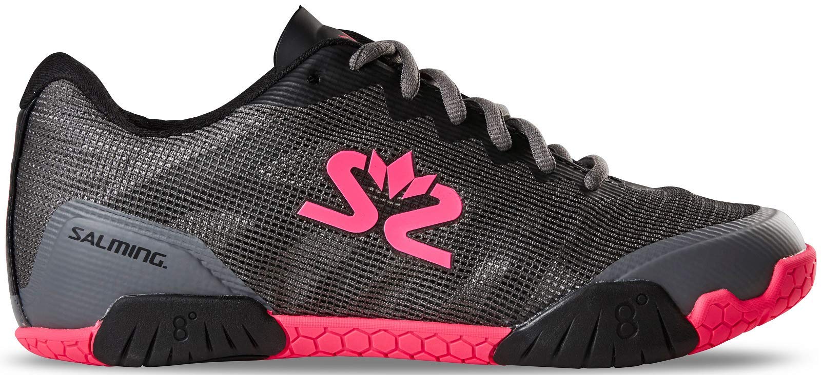 Salming Women's Hawk Squash/Handball Indoor Sports Shoes, Gunmetal/Pink, 9