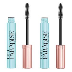 l'oreal paris voluminous makeup lash paradise waterproof mascara, voluptuous volume, intense length, feathery soft full lashes, no smudging, no clumping, black, 0.25 fl oz (pack of 2)