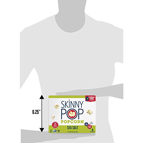 SkinnyPop Sea Salt Microwave Popcorn Bags, Healthy Snacks Microwavable Bags, 2.8 Oz, 12 Boxes (3 Bags per Box), 36 Bags Total, Skinny Pop, Healthy Popcorn, Gluten Free, 2.8 Ounce (Pack of 36)