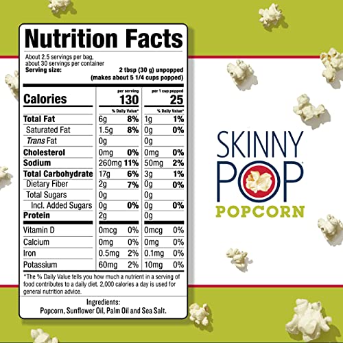 SkinnyPop Sea Salt Microwave Popcorn Bags, Healthy Snacks Microwavable Bags, 2.8 Oz, 12 Boxes (3 Bags per Box), 36 Bags Total, Skinny Pop, Healthy Popcorn, Gluten Free, 2.8 Ounce (Pack of 36)