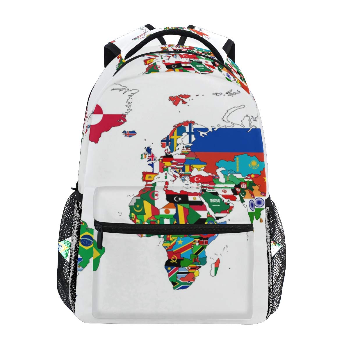 senya School Backpack National Flag World Map Teens Girls Boys Schoolbag Travel Bag