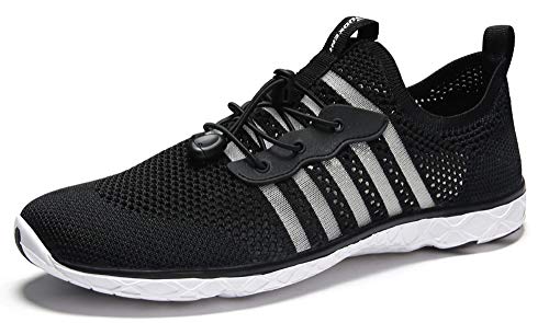 SUOKENI Women's Quick Drying Slip On Water Shoes for Beach or Water Sports Blackwhite,Size:US 7/EU 38