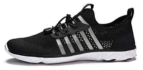 SUOKENI Women's Quick Drying Slip On Water Shoes for Beach or Water Sports Blackwhite,Size:US 7/EU 38