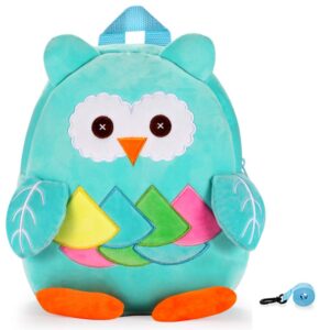 ktka cute toddler backpack stuffed cartoon animal mini schoolbag for boys and girls (blue owl)