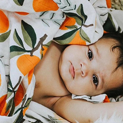 Baby Muslin Swaddle Blankets Soft Neutral Cotton Blend Receiving Blanket Bathing Towel Boy Girl Unisex Toddler Infant Newborn 47 X 47 Inches (Orange)