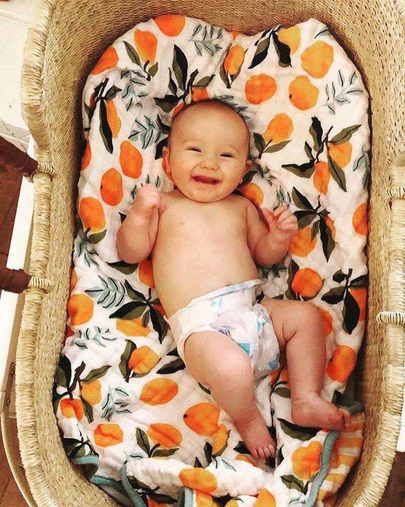 Baby Muslin Swaddle Blankets Soft Neutral Cotton Blend Receiving Blanket Bathing Towel Boy Girl Unisex Toddler Infant Newborn 47 X 47 Inches (Orange)