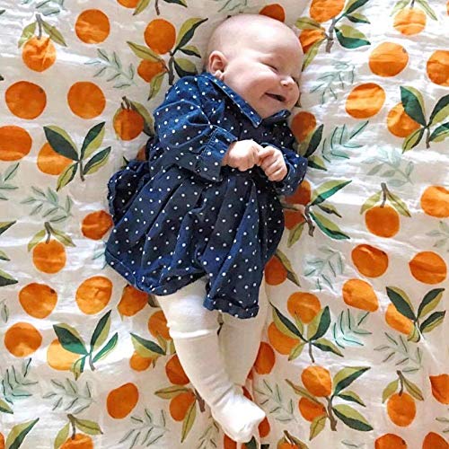 Baby Muslin Swaddle Blankets Soft Neutral Cotton Blend Receiving Blanket Bathing Towel Boy Girl Unisex Toddler Infant Newborn 47 X 47 Inches (Orange)