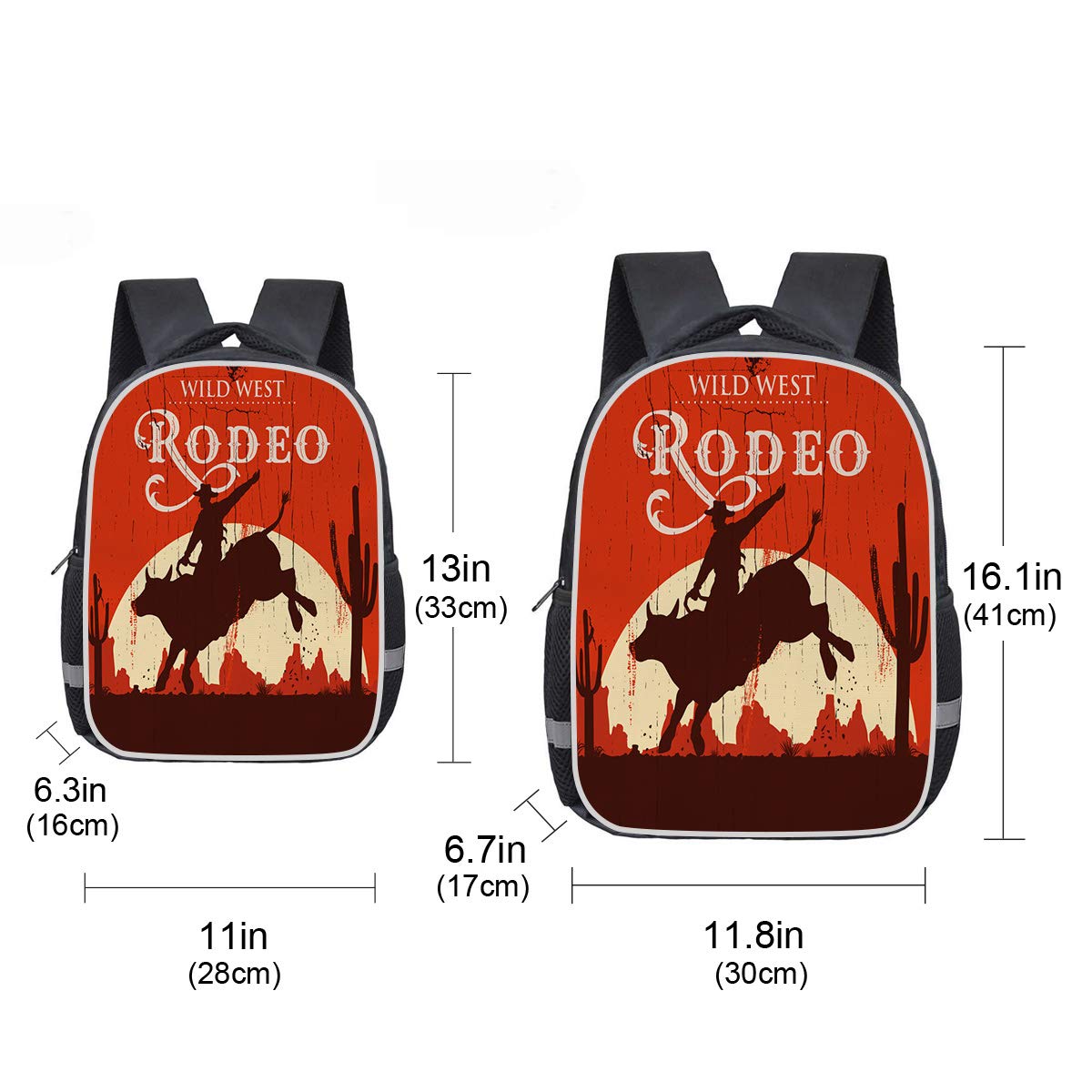 Fashion Elementary Student School Bags- Wild West Rodeo Cowboy, Durable School Backpacks Outdoor Daypack Travel Packback for Kids Boys Girls