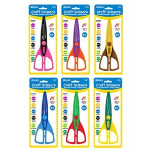 bazic 6.5" decorative paper edge scissor set, assorted color craft scissors for scrapbooking diy crafts photo, gift for teacher kids, 6-pack