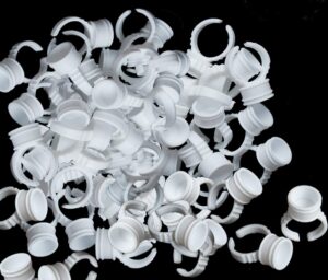 pigment rings - 100pcs tattoo rings cups disposable makeup rings tattoo glue holder,tattoo ink ring adhesive makeup glue rings palette plastic nail art eyelash extension rings (medium 100pcs)