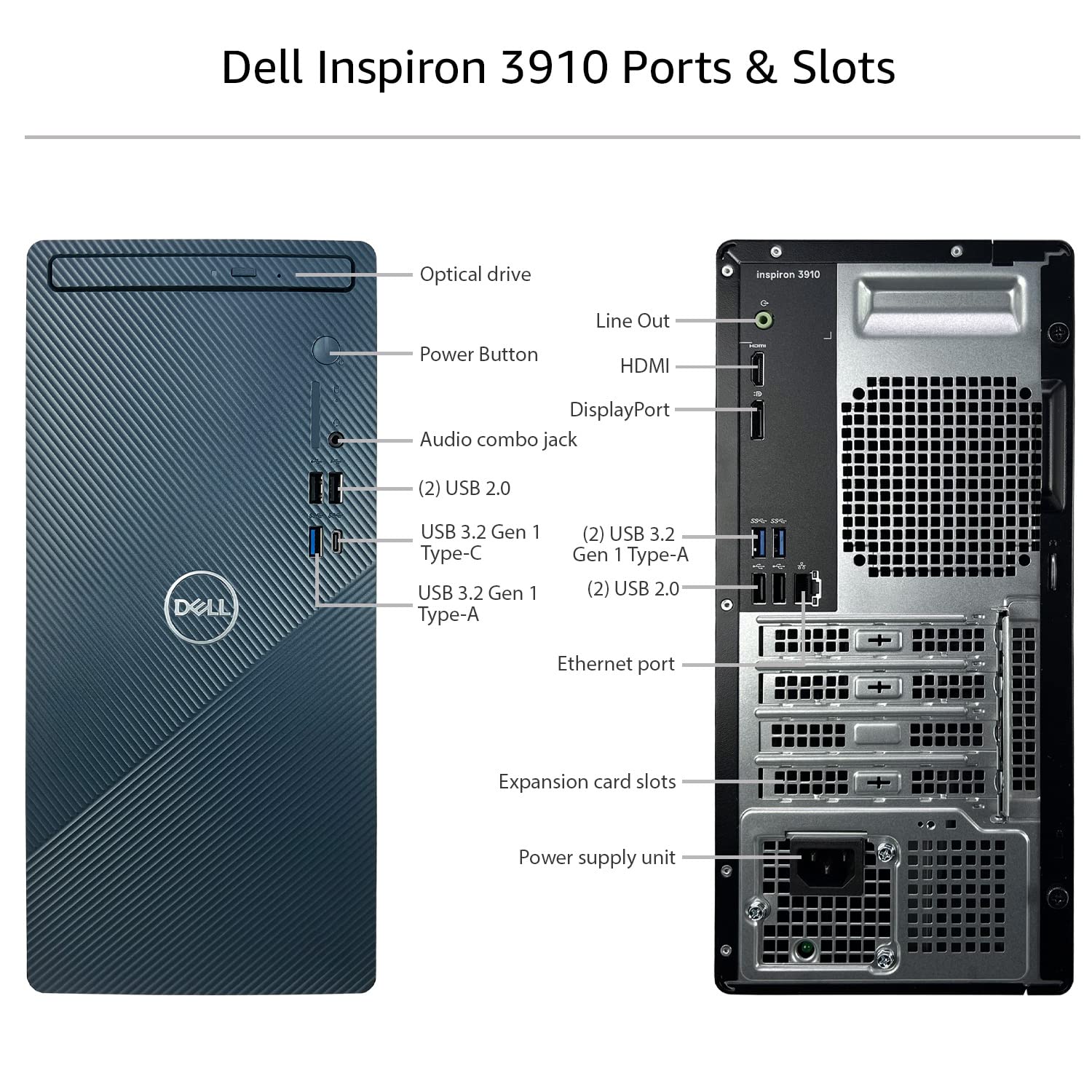 Dell Inspiron 3910 Desktop Computer - 12th Gen Intel Core i7-12700 8-Core up to 4.90 GHz Processor, 64GB RAM, 512GB NVMe SSD + 1TB HDD, Intel UHD Graphics 730, DVD Burner, Windows 11 Pro, Mist Blue