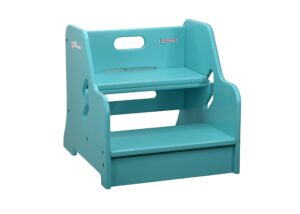 little partners toddler step up stool | 2 step adjustable height for kitchen, bathroom or nursery (turquoise)