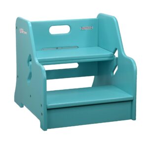 Little Partners Toddler Step Up Stool | 2 Step Adjustable Height for Kitchen, Bathroom or Nursery (Turquoise)