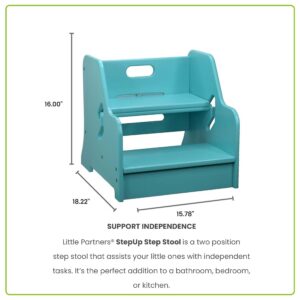 Little Partners Toddler Step Up Stool | 2 Step Adjustable Height for Kitchen, Bathroom or Nursery (Turquoise)