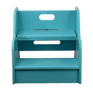 Little Partners Toddler Step Up Stool | 2 Step Adjustable Height for Kitchen, Bathroom or Nursery (Turquoise)