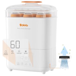 bololo baby bottle sterilizer and dryer| sanitizer for baby bottles，breast pump | 600w stronger power eletric bottle steamer box | led touch screen | auto shut-off