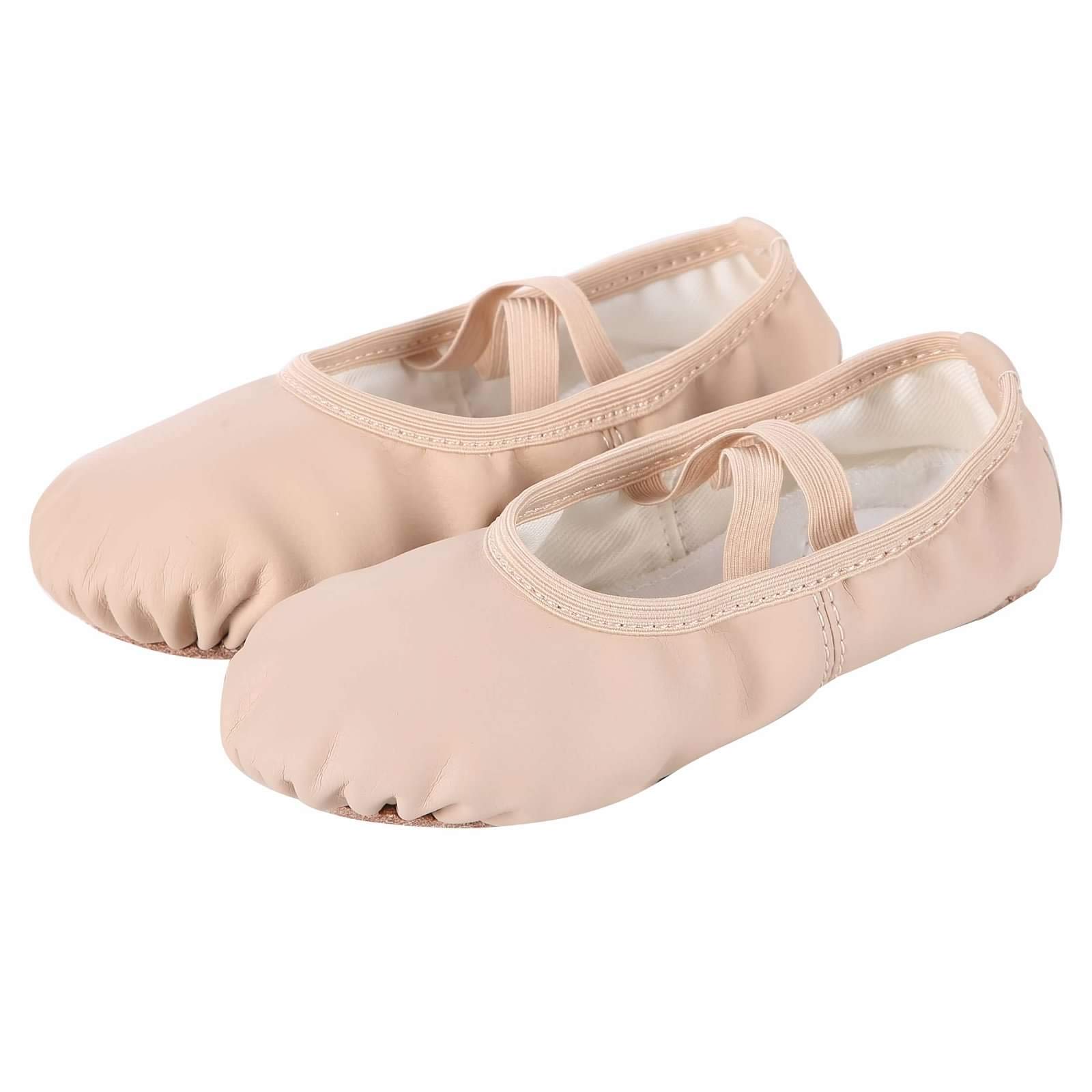 Dynadans Soft Leather Ballet Shoes/Ballet Slippers/Dance Shoes for Girls and Boys (Toddler/Little/Big Kid/Women)-Nude-4M Big Kid