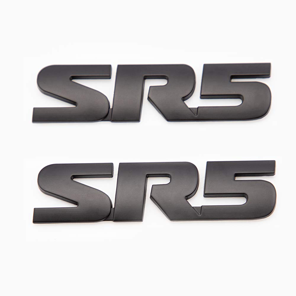 2X SR5 Emblem V6 SR5 Trunk Side Fender Rear Tailgate Decal Metal Sticker Badge Suitable for Tacoma (Black)