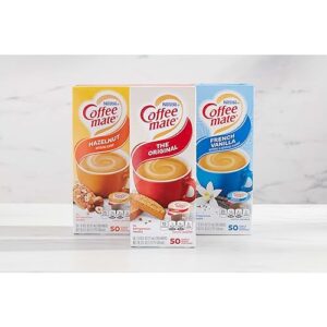 Nestle Coffee Mate Creamer Singles Variety Pack, Original, French Vanilla, Hazelnut, Non Dairy, No Refrigeration, 150 Count (Pack of 3)