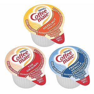 Nestle Coffee Mate Creamer Singles Variety Pack, Original, French Vanilla, Hazelnut, Non Dairy, No Refrigeration, 150 Count (Pack of 3)