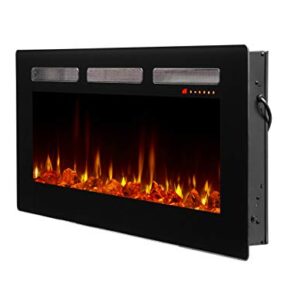 Dimplex Sierra 48" Wall-Mounted/Tabletop/Built-in Electric Linear Fireplace (Model: SIL48), 4777 BTU, 120 Volt, 1400 Watt, Black